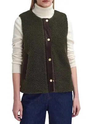 Barbour Dulsie High Pile Fleece Quilted Vest - Olive/ancient