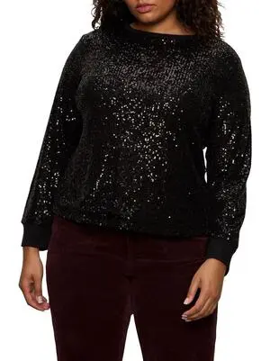 Sanctuary Sequin Long-sleeve Top - Black