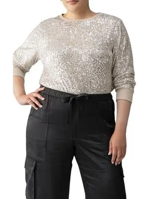 Sanctuary Sanctuary Sequin Long-Sleeve Top Champagne