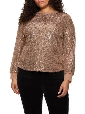 Sanctuary Sequin Long-sleeve Top - Mocha Brown