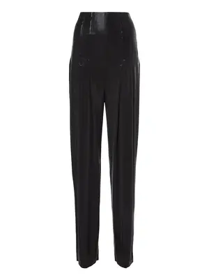 NORMA KAMALI Norma Kamali Pleated High-Rise Lamé Wide-Leg Pants