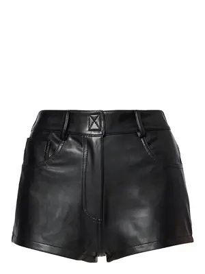 Norma Kamali High-rise Faux Leather Shorts - Black