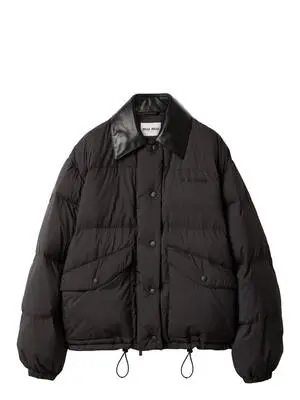 Miu Miu Technical Pongé Cropped Down Jacket - Black