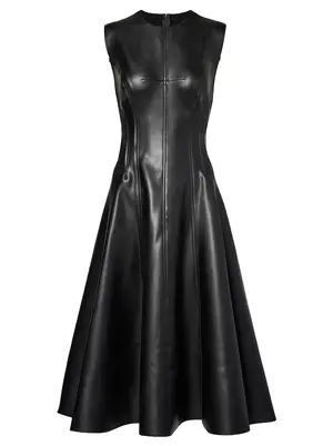 Norma Kamali Grace Faux Leather Dress - Black