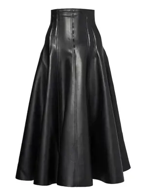 Norma Kamali Grace Faux Leather Midi Skirt - Black