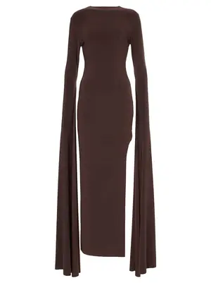 Norma Kamali Draped Jersey Gown - Brown