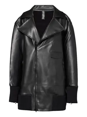 Norma Kamali Oversized Faux Leather Jacket - Black