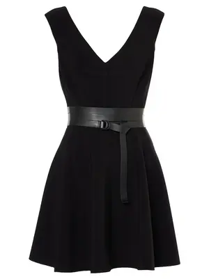 Norma Kamali Grace Belted Minidress - Black