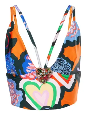 AREA Embellished Printed Top - Multicoloured