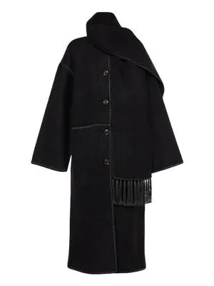 TOTEME Embroidered Wool-blend Scarf Coat - Black