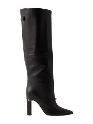 Jennifer Chamandi Eddie Leather Knee High Boots - Black