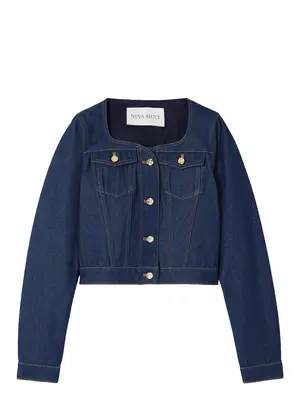 Nina Ricci Cropped Denim Jacket - Blue