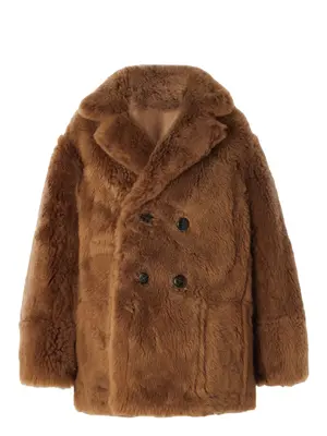 Loro Piana Double-breasted Reversible Shearling And Leather Coat - Brown