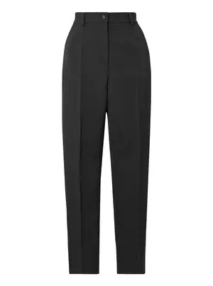 Dolce & Gabbana Pleated Wool-blend Gabardine Straight-leg Trousers - Black