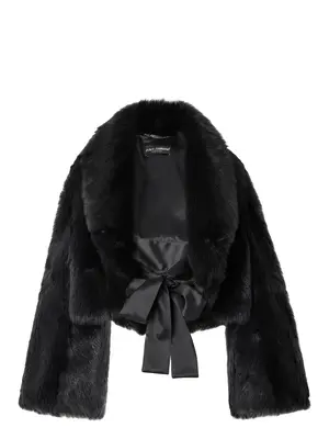 Dolce & Gabbana Cropped Shearling Jacket - Black