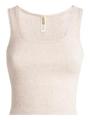 SKIMS Stretch-Cotton Ribbed Tank Top Beige