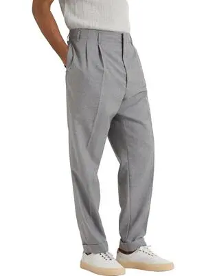 Brunello Cucinelli Tapered Virgin Wool Trousers - Grey