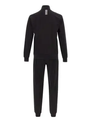 EA7 Core Identity Cotton Tracksuit With Zip And Stand Collar Black