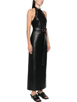 Nanushka Minnow Leather Midi Dress - Black