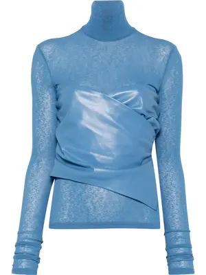 Nanushka Nanushka Draped-Panel Roll-Neck Top Blue