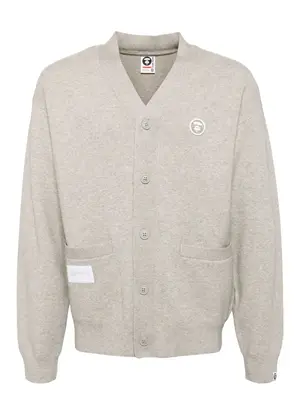 AAPE BY *A BATHING APE® Logo Patched Cardigan - Grey