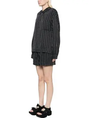 B+AB Stripe Hoodie And Shorts Set - Black