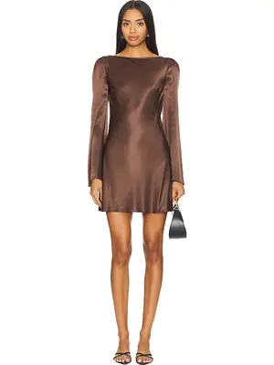 STONE COLD FOX X Basier Mini Dress - Coffee Brown