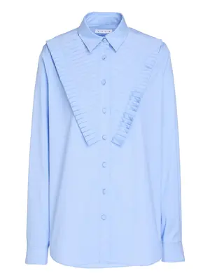 AREA Pintucked Cotton-blend Poplin Shirt - Light Blue