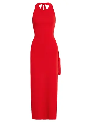 SIMONMILLER Junjo Stretch-Knit Halterneck Midi Dress Red