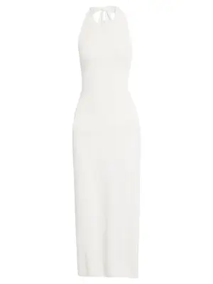 SIMONMILLER Junjo Stretch-Knit Halterneck Midi Dress White