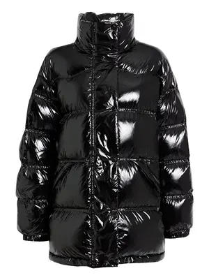 STAND STUDIO Lori Quilted Vinyl Down Jacket - Black