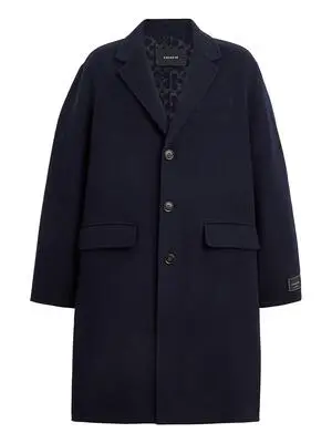 COACH Double Faced Wool Coat Navy Blue