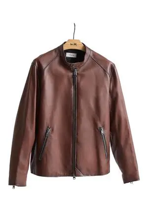 Coach Restored Leather Racer Jacket - Dark Saddle