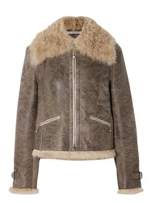 Acne Studios Distressed Shearling Jacket - Gray