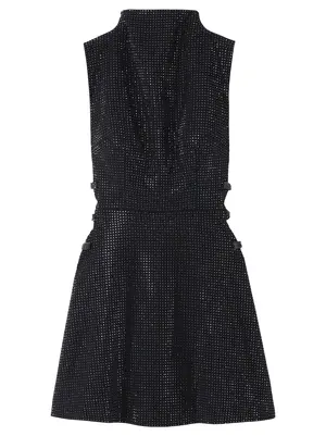 SELF-PORTRAIT Bow And Crystal-embellished Crepe Mini Dress - Black