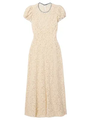 DÔEN Katarina Corded Lace Midi Dress - Cream