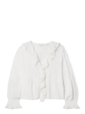 DÔEN Hardy Lace-trimmed Organic Cotton-voile Blouse - White