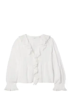 DÔEN Hardy Lace-trimmed Organic Cotton-voile Blouse - White