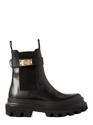 Dolce & Gabbana Embellished Leather Chelsea Boots - Black