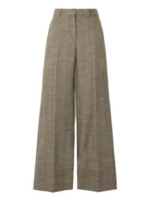 Stella McCartney Herringbone Wool-blend Wide-leg Trousers - Neutrals