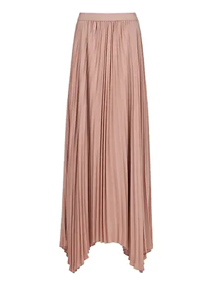 LEEM High-rise Asymmetric-hem Pleated Midi Skirt - Neutrals