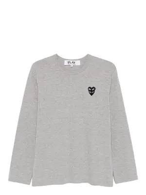 Play Comme Des Garcon Comme Des Garçons Play Double Heart-Patch T-Shirt Grey