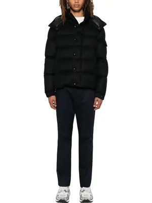 Moncler Maya 70 Hooded Wool Flannel Puffed Jacket - Black