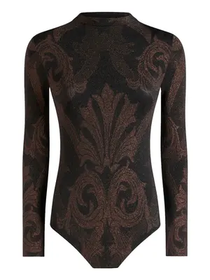 Etro Metallic Jacquard Bodysuit - Brown