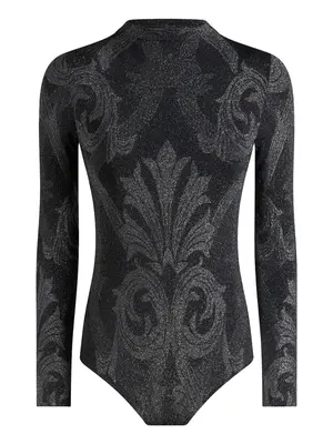 Etro Metallic-effect Jacquard Bodysuit - Black