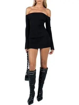Princess Polly Parisa Off The Shoulder Mini Dress - Black