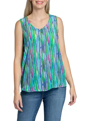 APNY APNY Print V-Neck Tank Green Multi