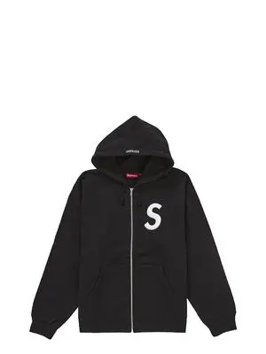 Supreme Logo Zip Up Hooded Sweatshirt - Black
