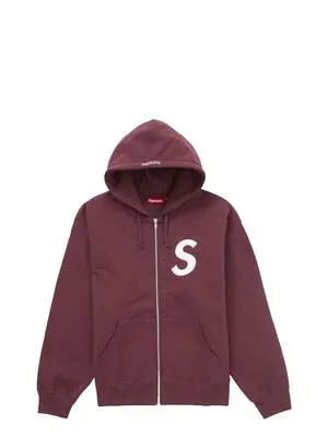 Supreme Logo Zip Up Hooded Sweatshirt - Maroon