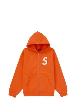 Supreme Logo Zip Up Hooded Sweatshirt - Bright Orange